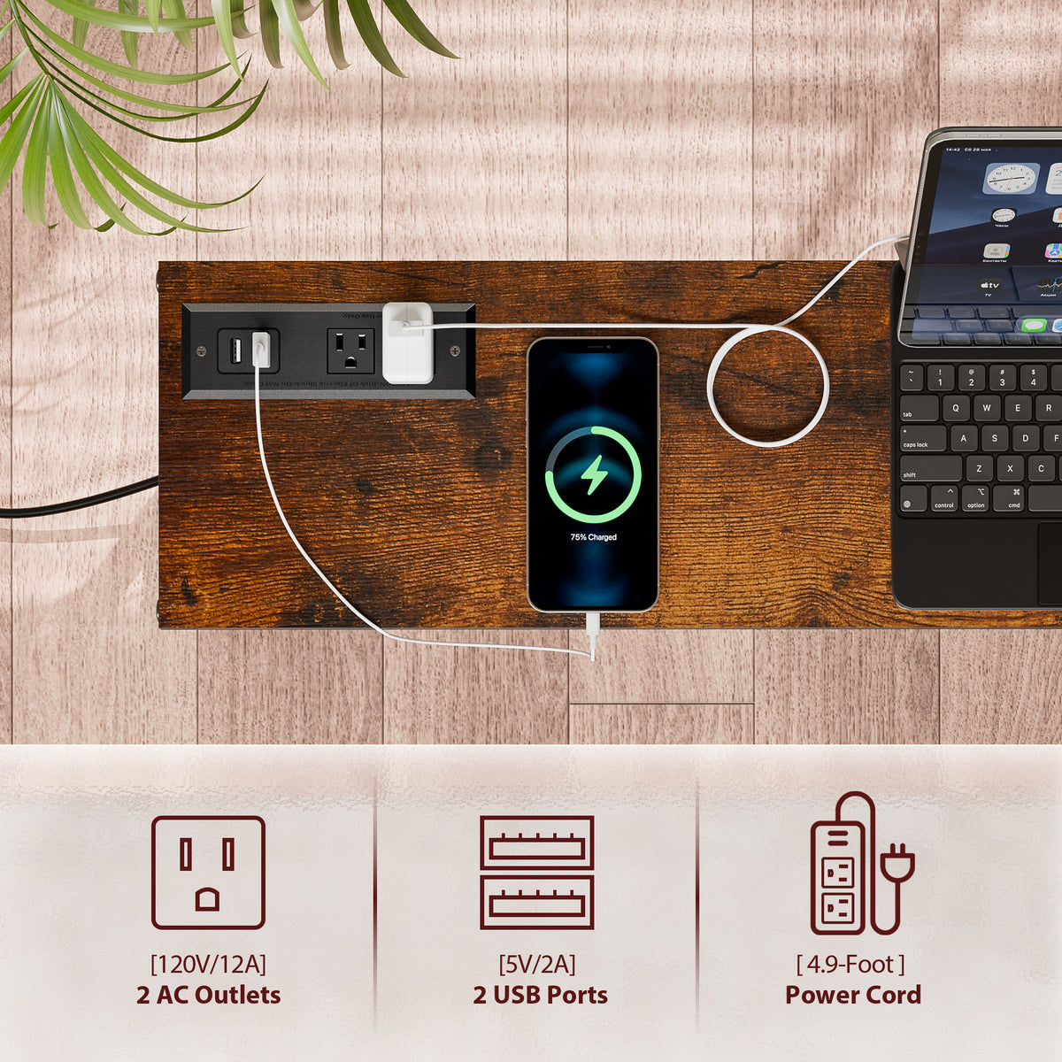 ZENY 70 Inch Console Table with Outlet, Narrow Sofa Table with Chargin ...