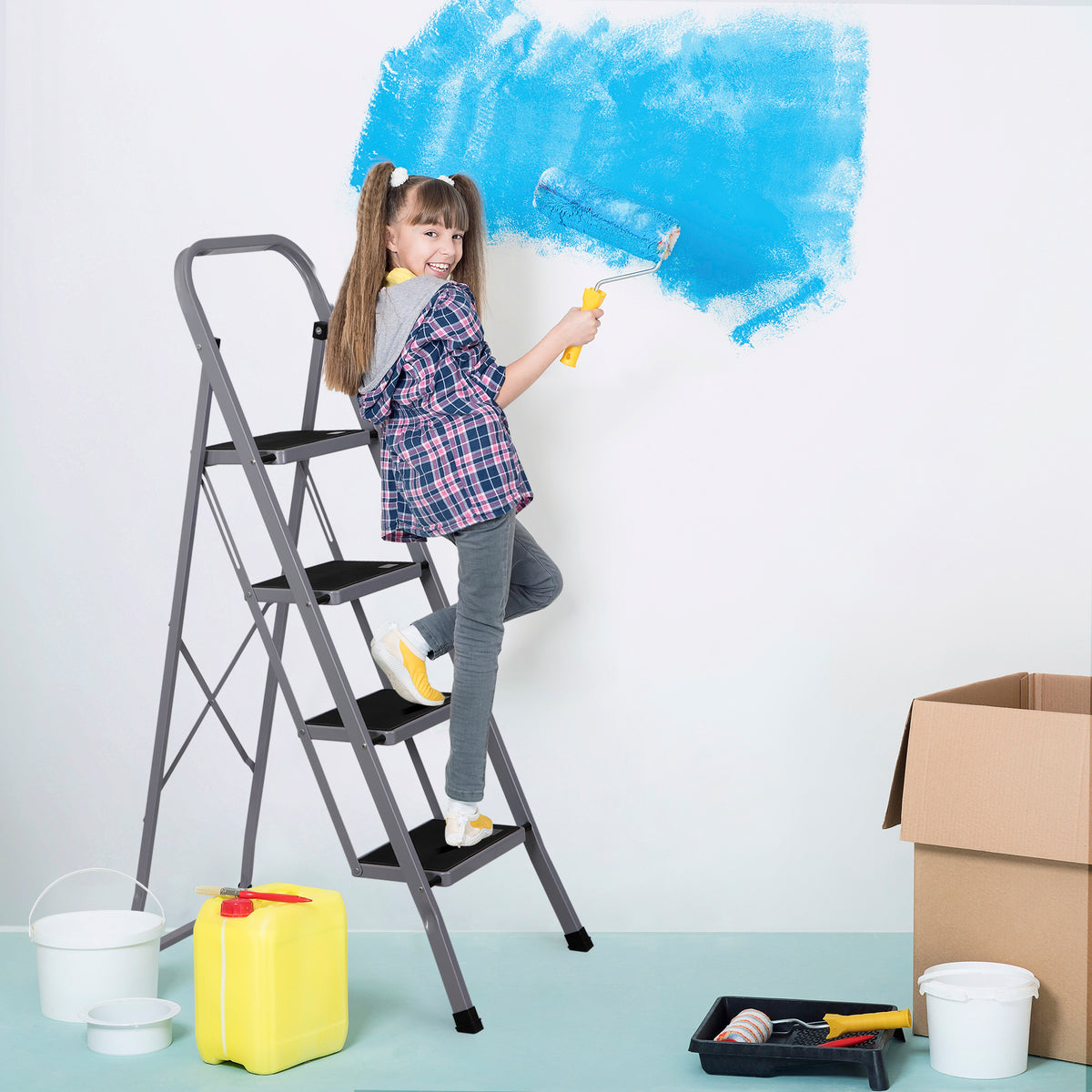 ZENY™ 4 Step Ladder, Folding Step Stool with Wide Anti-Slip Pedal, 330 ...