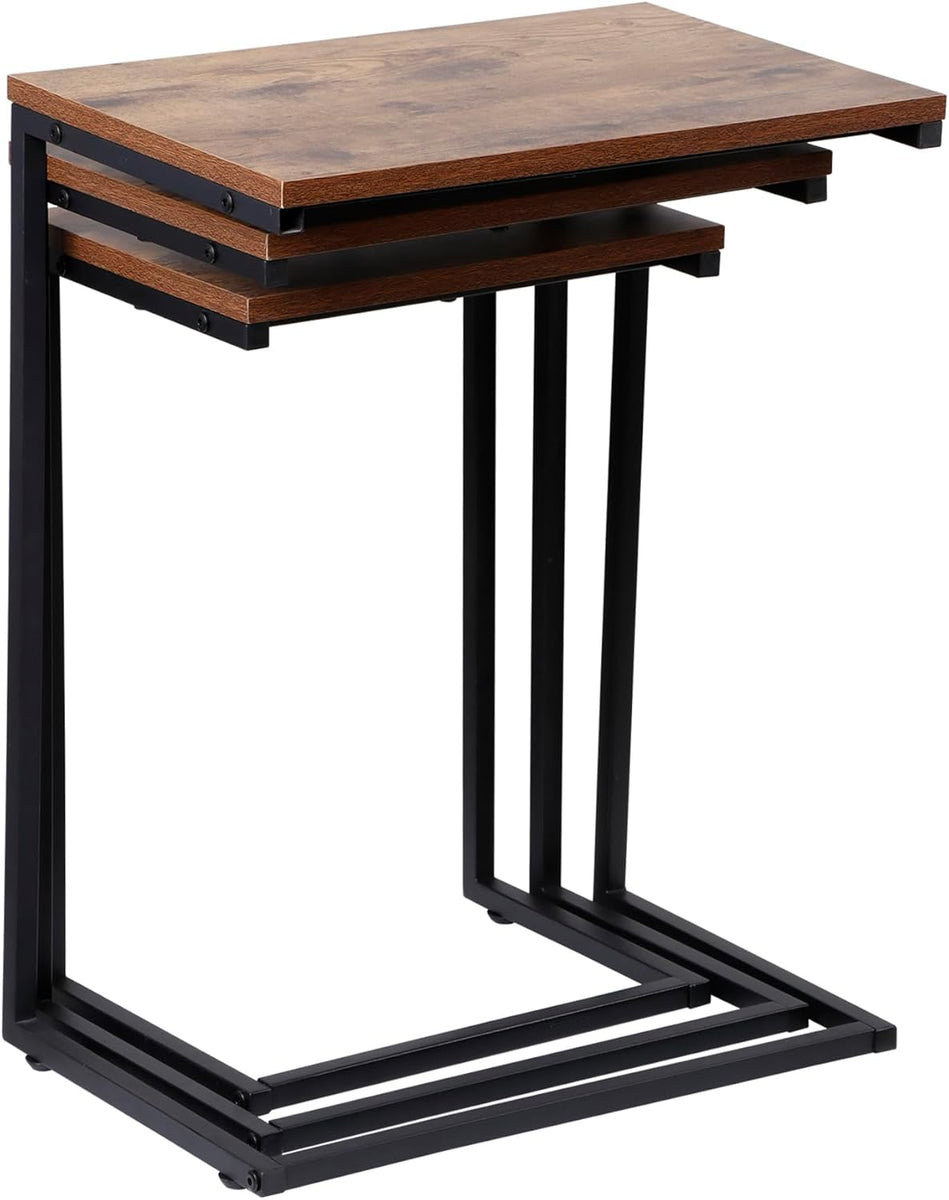 ZENY™ Nesting Side Tables Set of 3 Industrial C Shaped End Table Set S ...