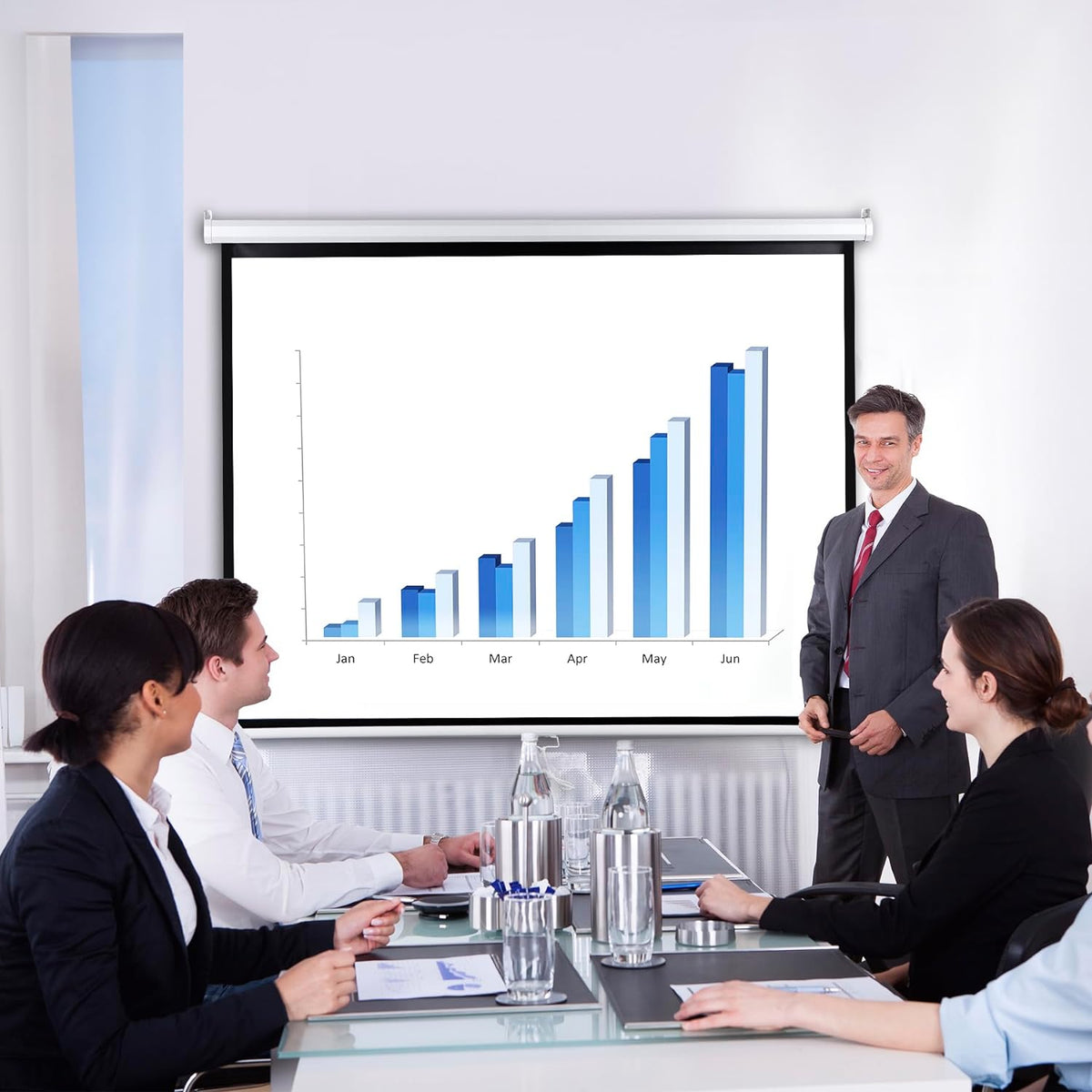 ZENY™ Portable Projector Screen Pull Down, 72 Inch 4:3 Video Projectio ...