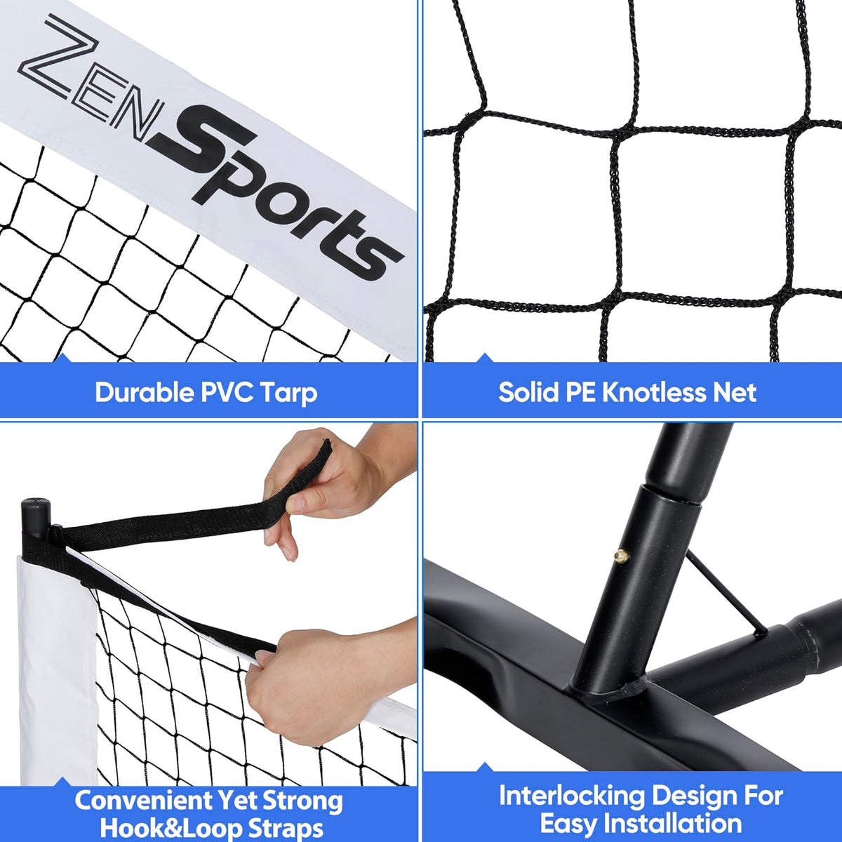 ZENY™ Portable Pickleball Net Set System with Metal Frame Stand and Re ...
