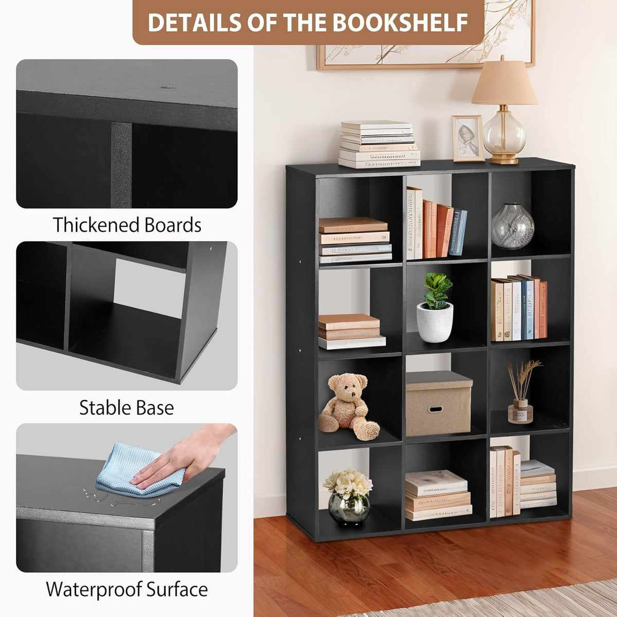 ZENY™ 12-Compartment Open Shelf Bookcase 47 inch Wide Cube Storage Org ...