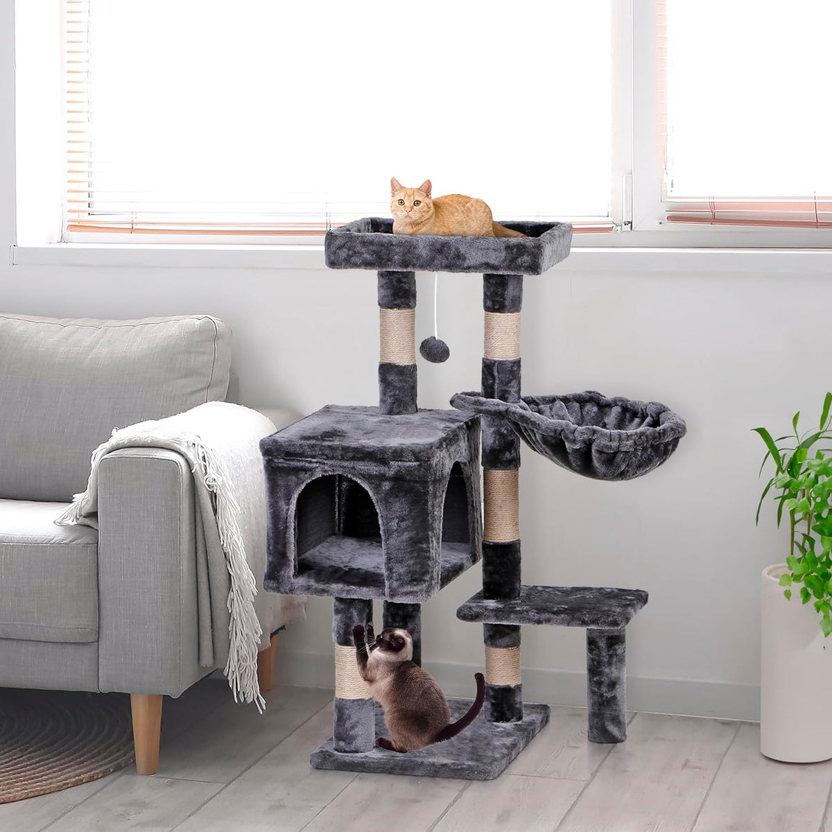 ZENY™ 35.5 Inch Cat Tree for Indoor Cats, Multi-Level Cat Condo Tower ...