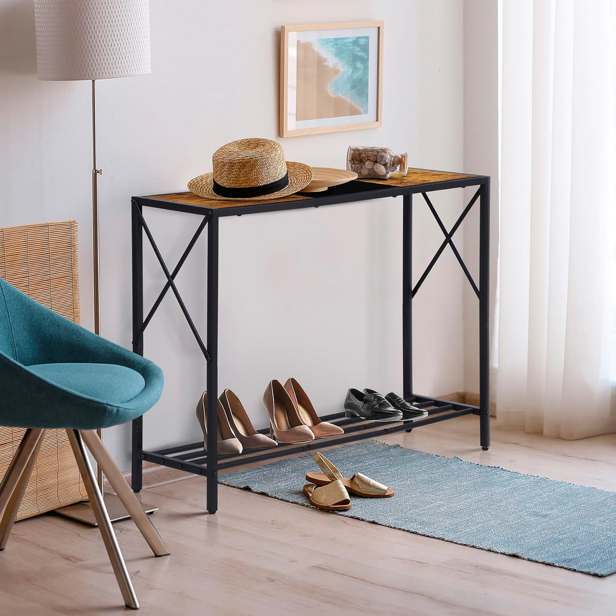 ZENY™ Console Sofa Table with Mesh Shelf 41.7" Industrial Entryway Tab ...