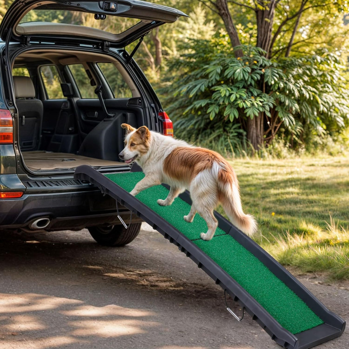 ZENY™ Folding Dog Ramp for Car Truck SUVs 61 Inches Pet Ramp with Gras ...