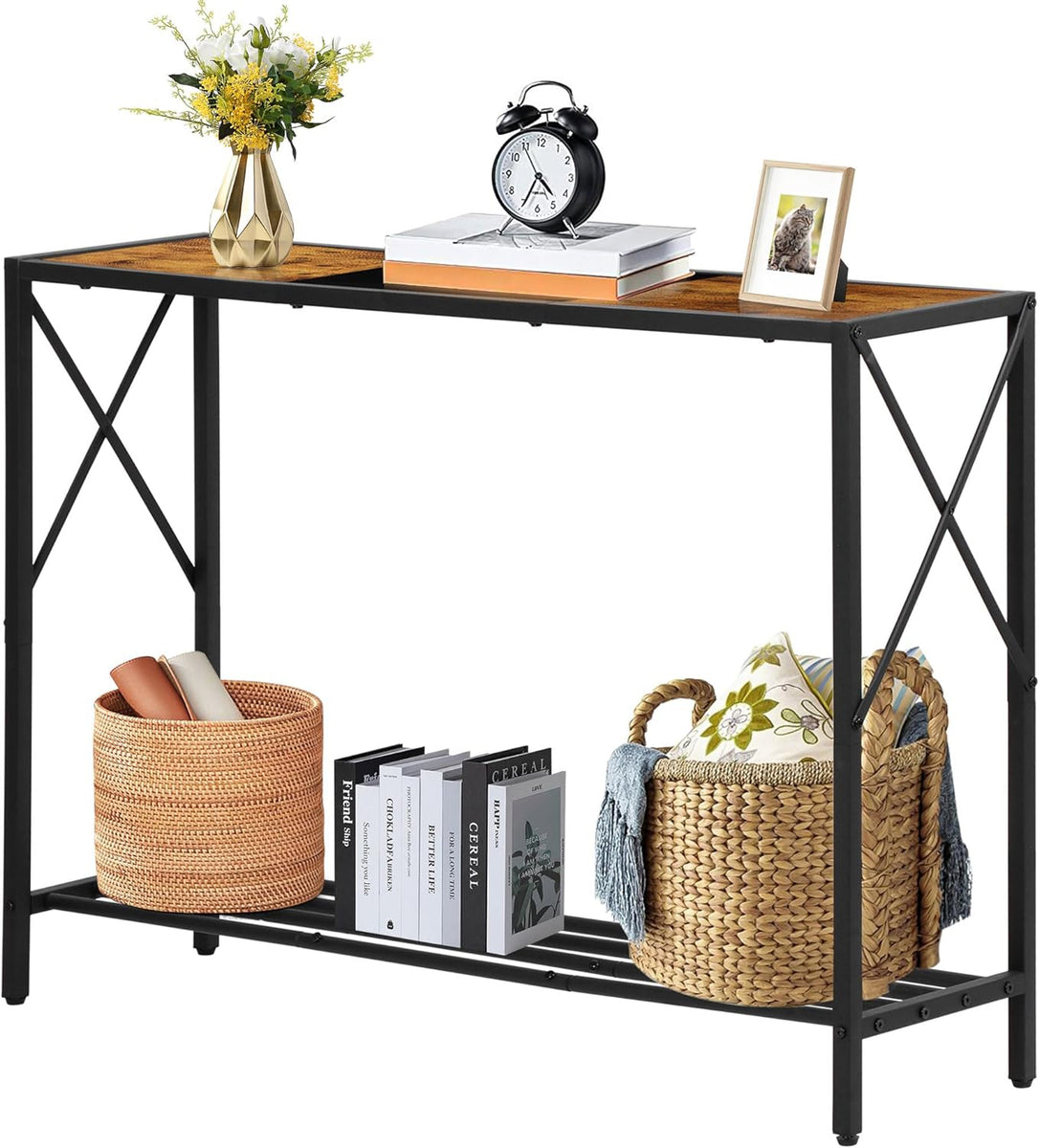 ZENY™ Console Sofa Table with Mesh Shelf 41.7" Industrial Entryway Tab ...