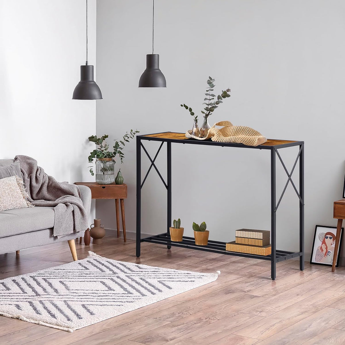 ZENY™ Console Sofa Table with Mesh Shelf 41.7" Industrial Entryway Tab ...