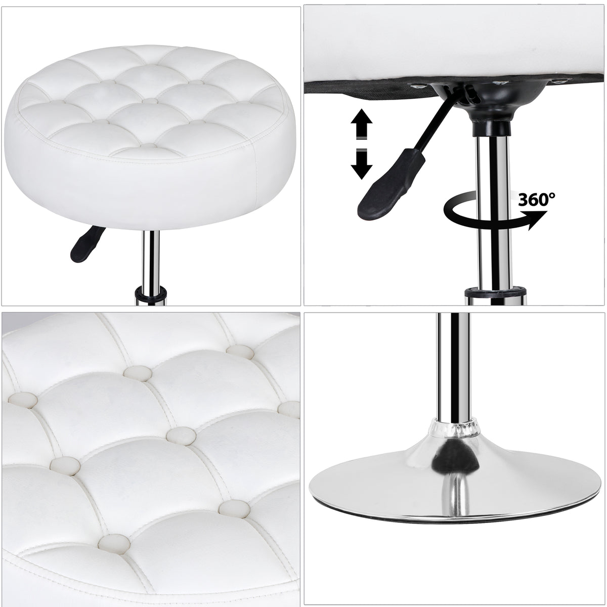 ZENY Adjustable 360°Swivel Ottoman Makeup Stool, Modern Big Size Round ...