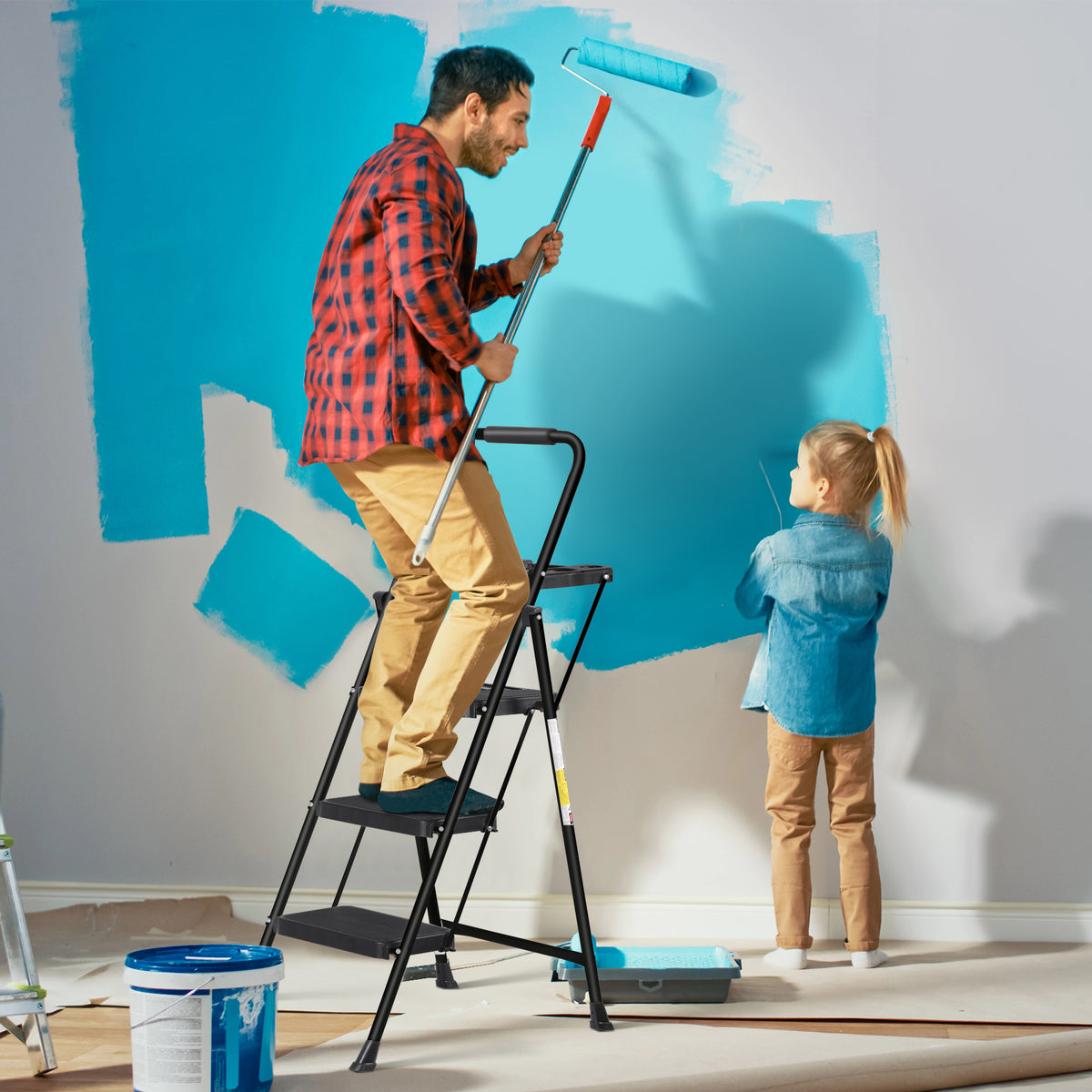 ZENY 3/4/5 Step Ladder, Folding Step Stool for Adults, Portable Steel ...