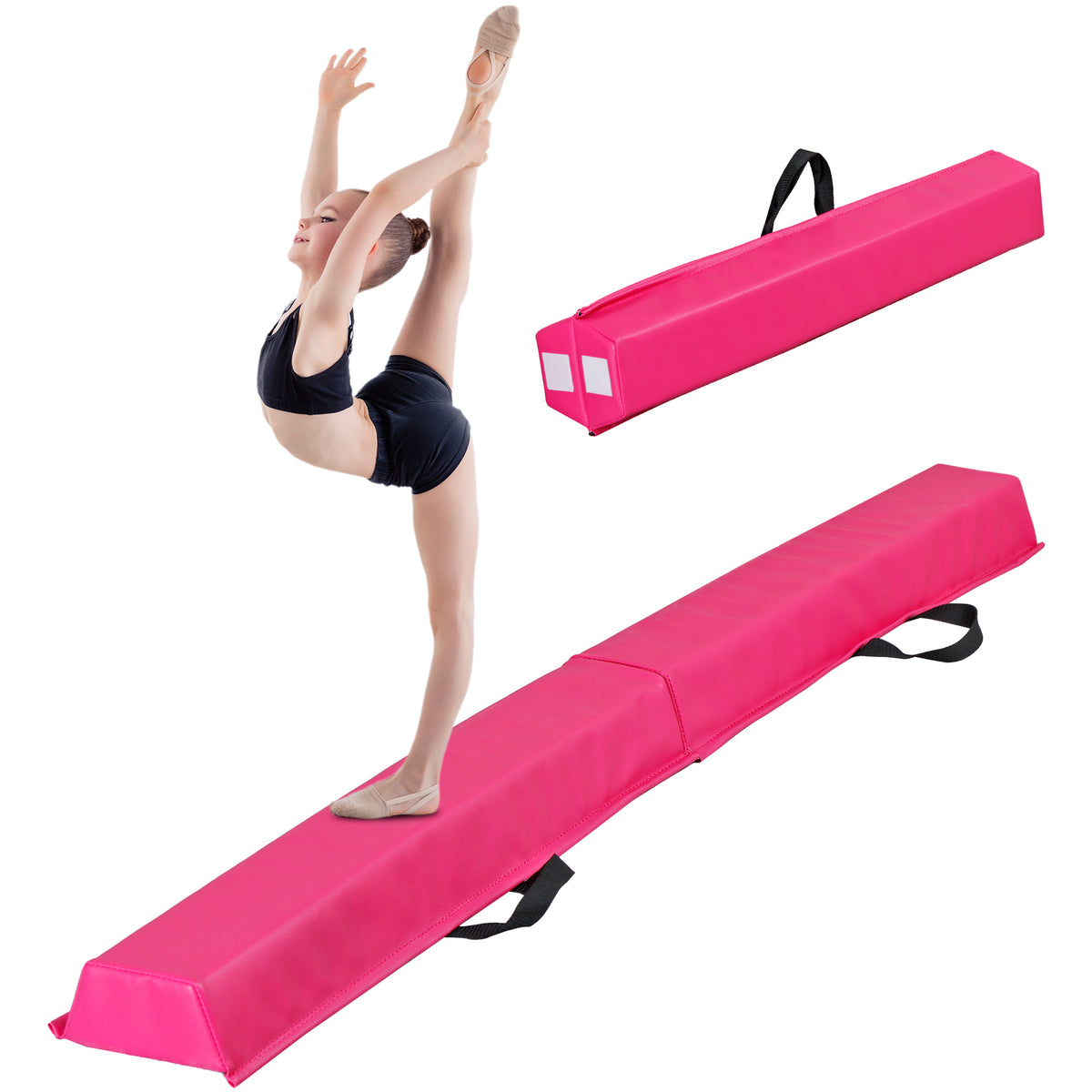 ZENY 6ft Folding Gymnastics Balance Beam Foam Floor Balance Beam Bar w ...