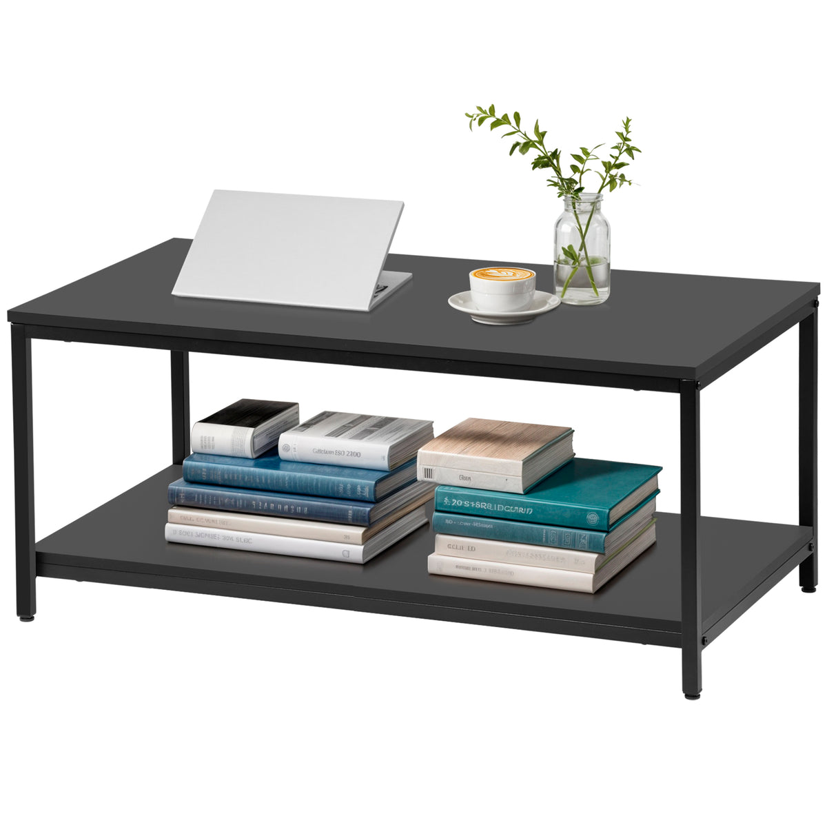 ZENY 2-Tier Coffee Table with Storage Shelf, Functional Center Table f ...