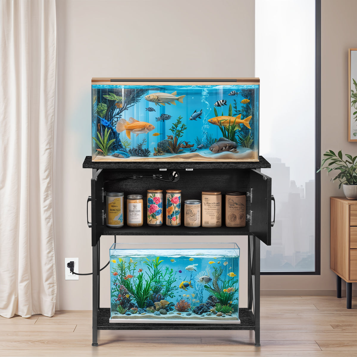 ZENY 20-29 Gallon Fish Tank Stand with Cabinet for Fish Tank Accessori ...