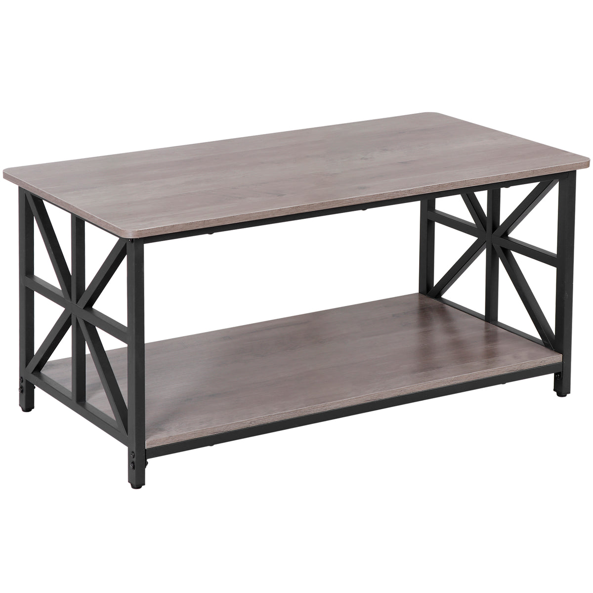 ZENY 2 Tier Wood Coffee Table for Living Room, Rectangular Center Tabl ...