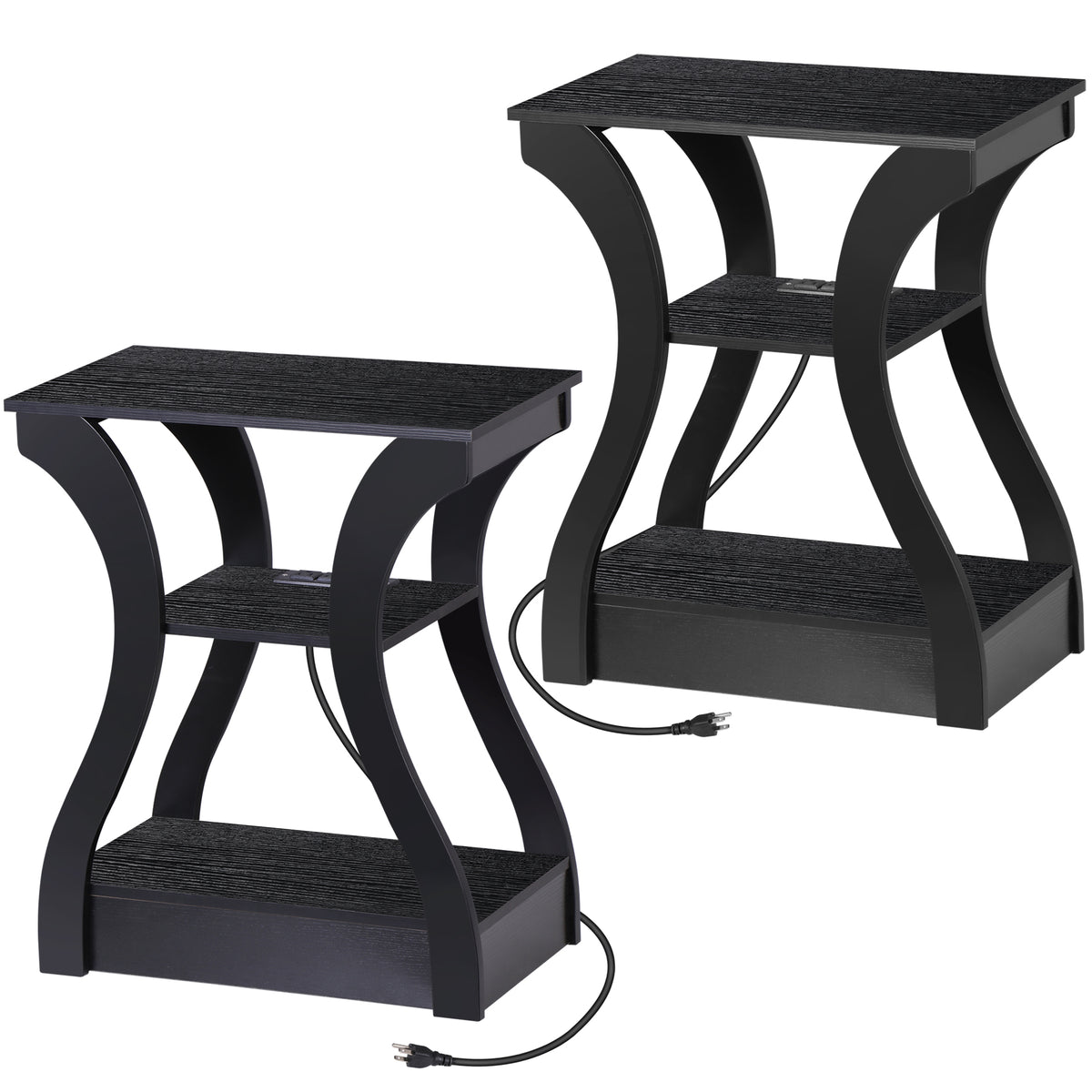 ZENY End Tables Set of 2 with Charging Station, Side Table with USB Po ...