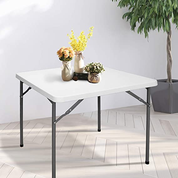 ZENY™ 3 Foot Square Folding Card Table, Indoor Outdoor Portable Plasti ...