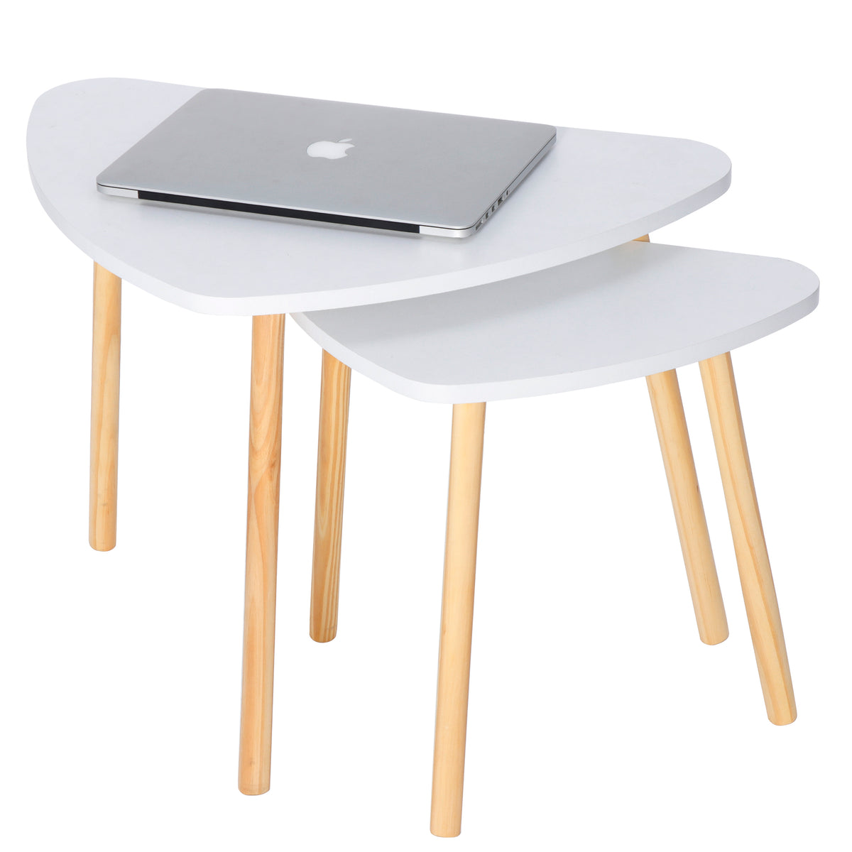 ZENY™ Set of 2 Nesting Coffee Table Modern Triangle End Tables, White ...