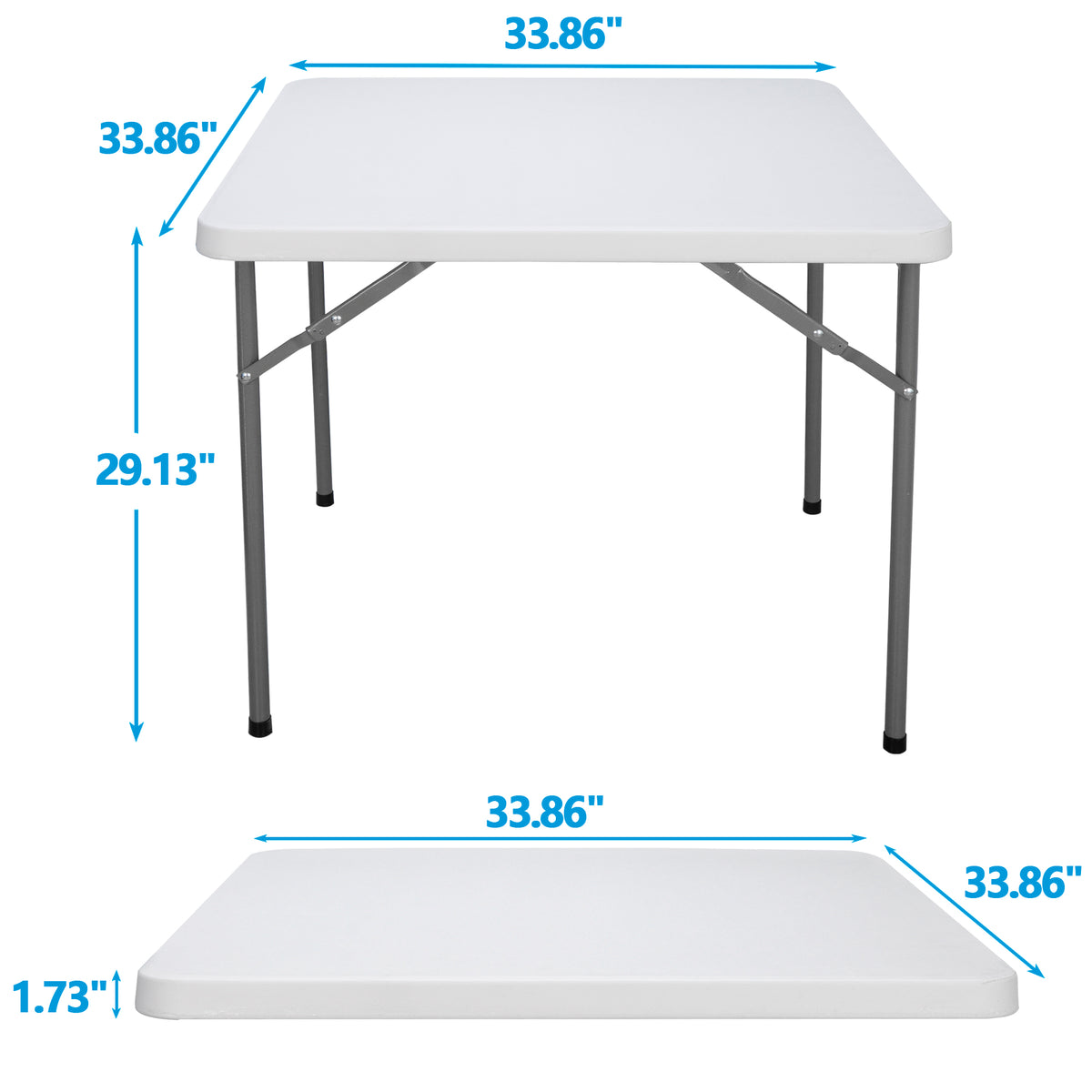 ZENY™ 3 Foot Square Folding Card Table, Indoor Outdoor Portable Plasti ...