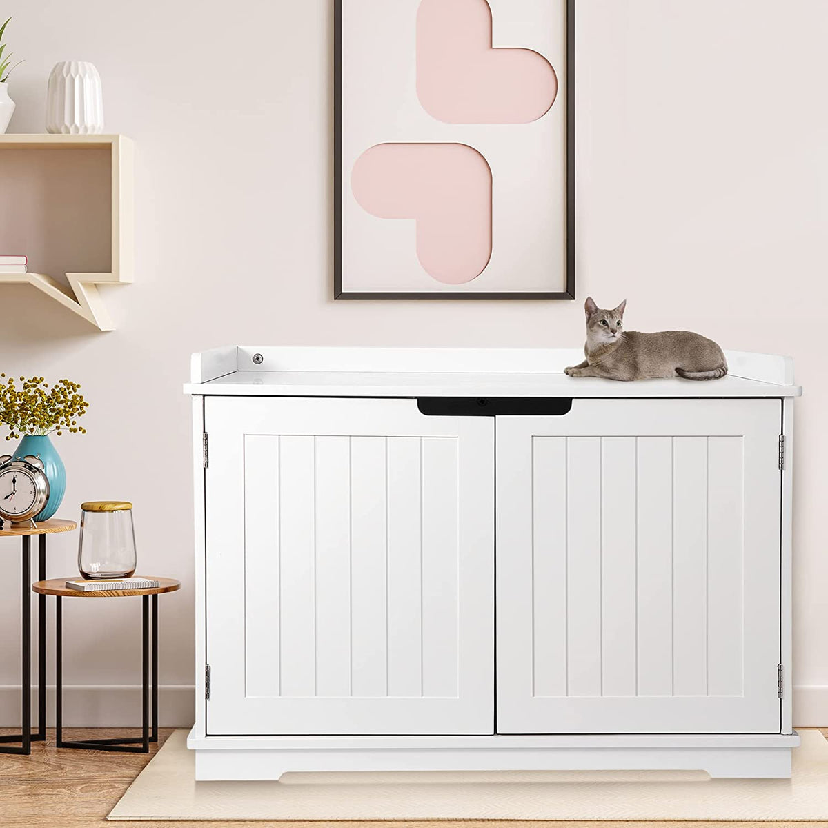 ZENY™ Cat Litter Box Enclosure, Cat Litter Box Furniture Hidden, Woode ...