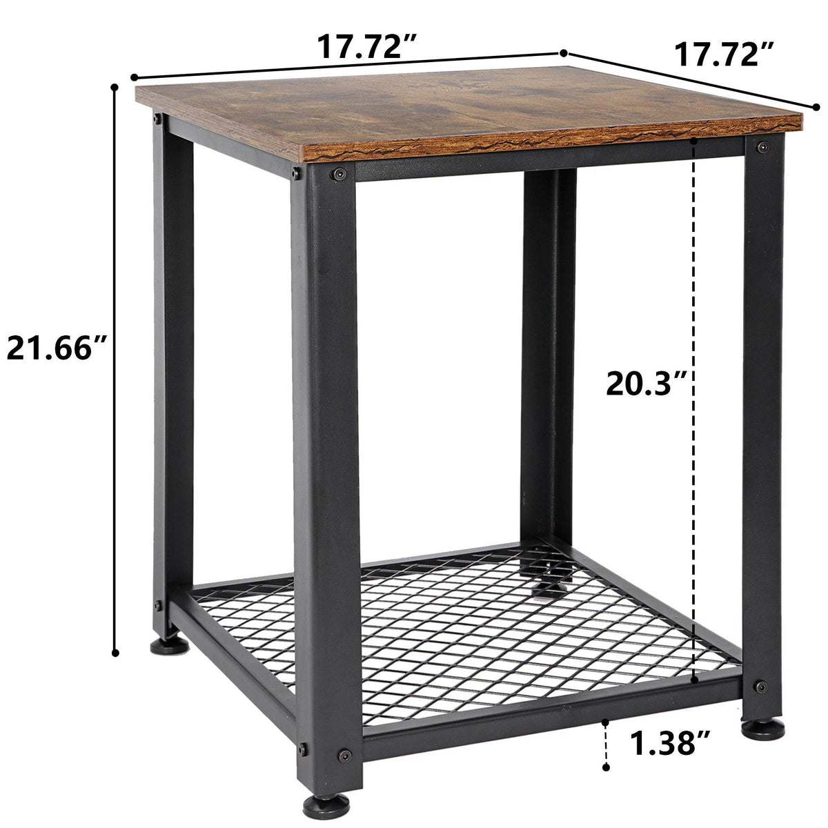 ZENY™ Set of 2 End Table, Sofa Side Telephone Table with 2-Tier Shelve ...