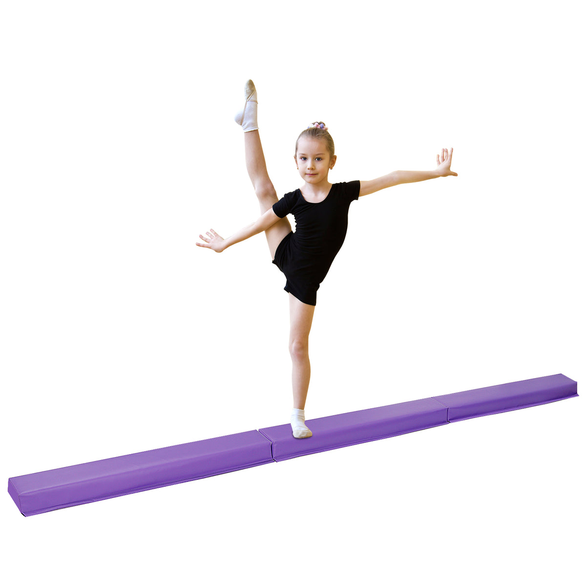ZENY™ 9ft Folding Gymnastic Balance Beam Bar Foam Low Floor Extra Firm ...